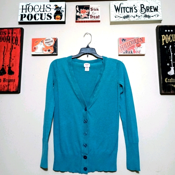 Mossimo Supply Co. | Sweaters | Mossimo Teal Ling Sleeved Cardigan ...